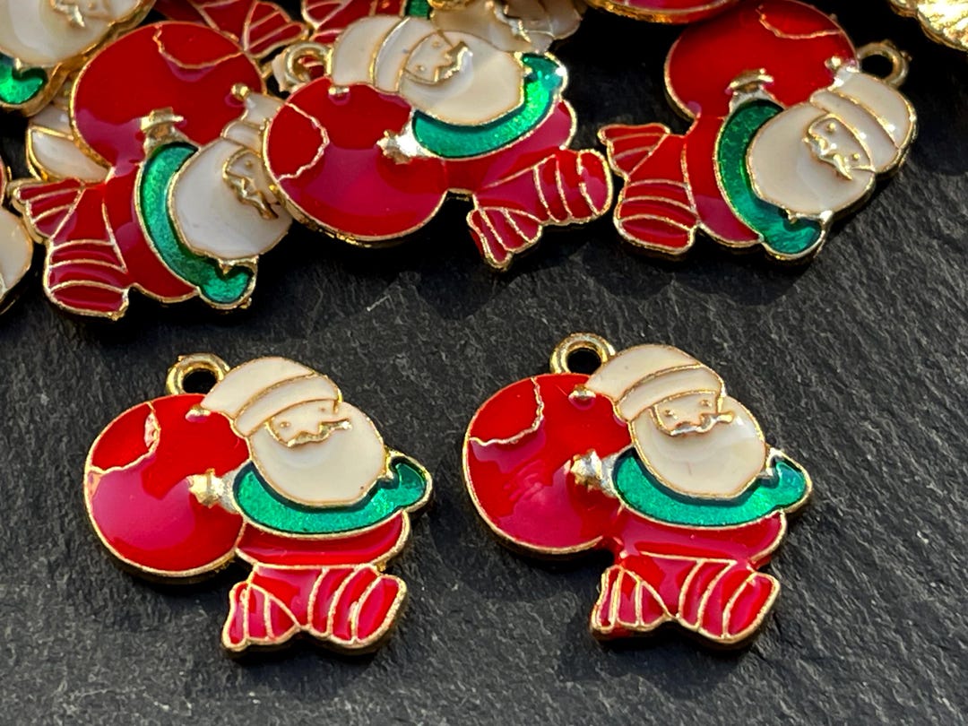 Enamel Santa Claus Charms, Christmas Pendants, Xmas DIY, (2pcs ...