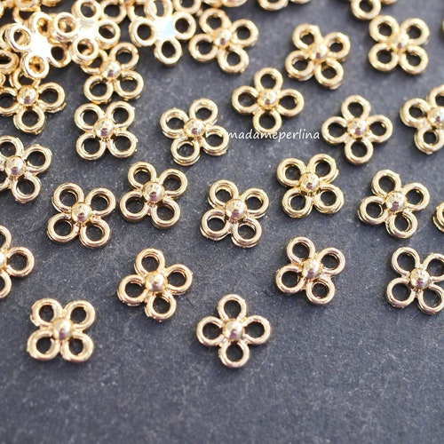 30 Floral Links 4 Loop Bails Hoop Connector Link 24K Matte - Etsy