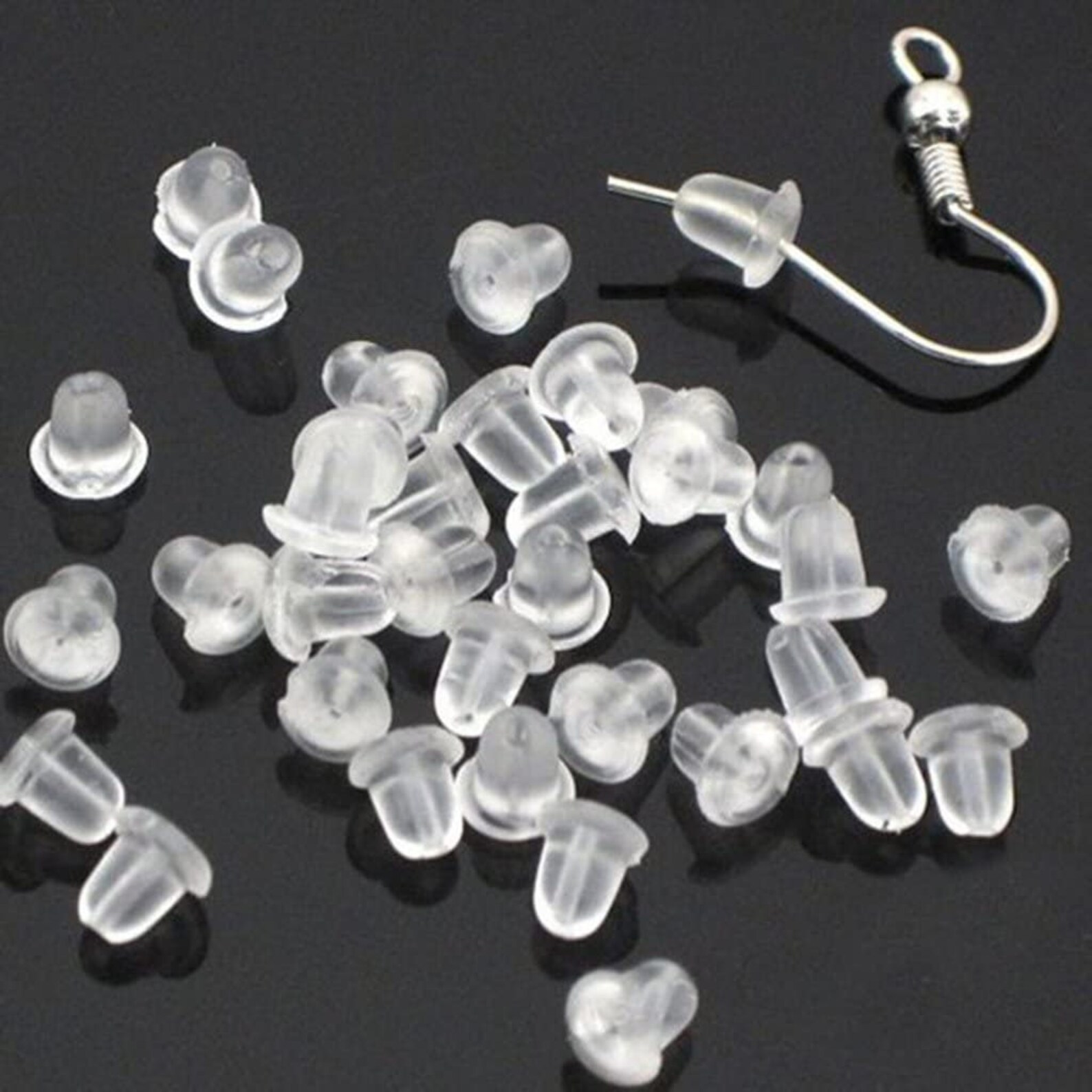 200 Pcs Rubber Earrings Back Stopper Earring Silicon Soft Backs Post ...