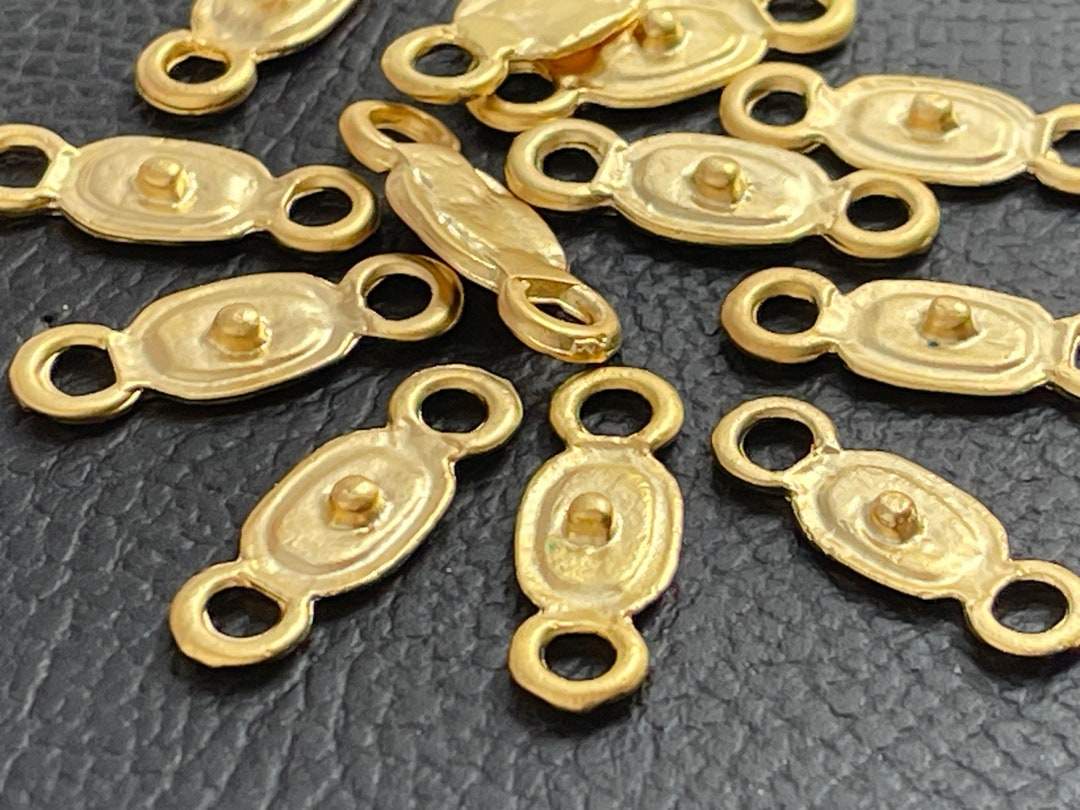 Matte Gold Plated Oval Connectors 12pcs Double Loop Links Minimalist ...