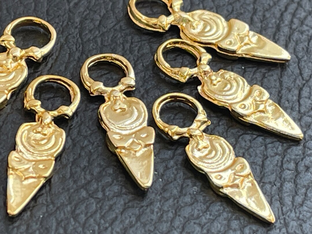 6 Arrow Spear Head Spike Charms Charms Gold Plated Triangle Pendulum ...