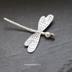 1 Dragonfly Pendant Matte Silver Plated Skimmer Turkish Jewelry Supply ...