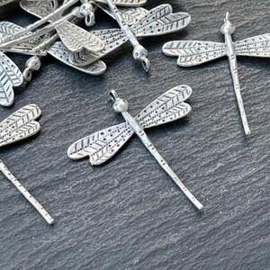 1 Dragonfly Pendant Matte Silver Plated Skimmer Turkish Jewelry Supply ...