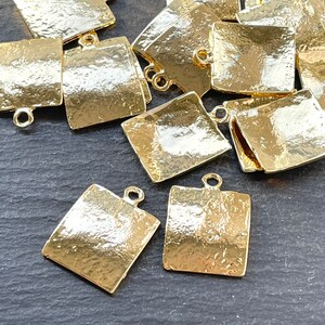 2 Pendants 24K Gold Plated Rectangle Simple Minimal Boho - Etsy