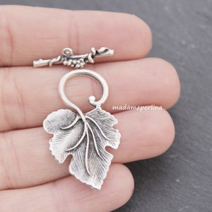 1 Clasp Set Toggle Matte Silver Plated Leaf Clasps Turkish Jewelry ...