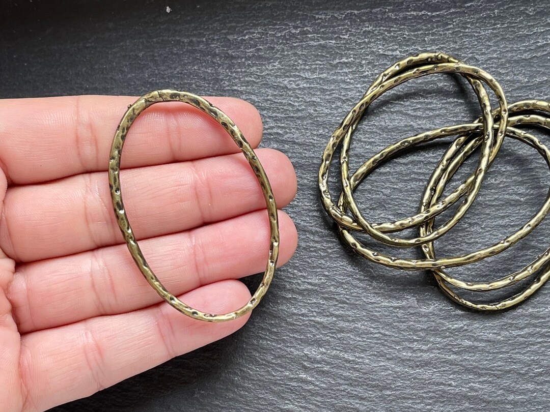 1 Oval Hoop Pendant 60mm Loop Hoop Closed Ring Bronze Plated Connector ...