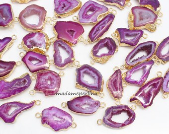 1 Agate Druzy Connector Gold Electrolysis Edged Beige Yellow | Etsy