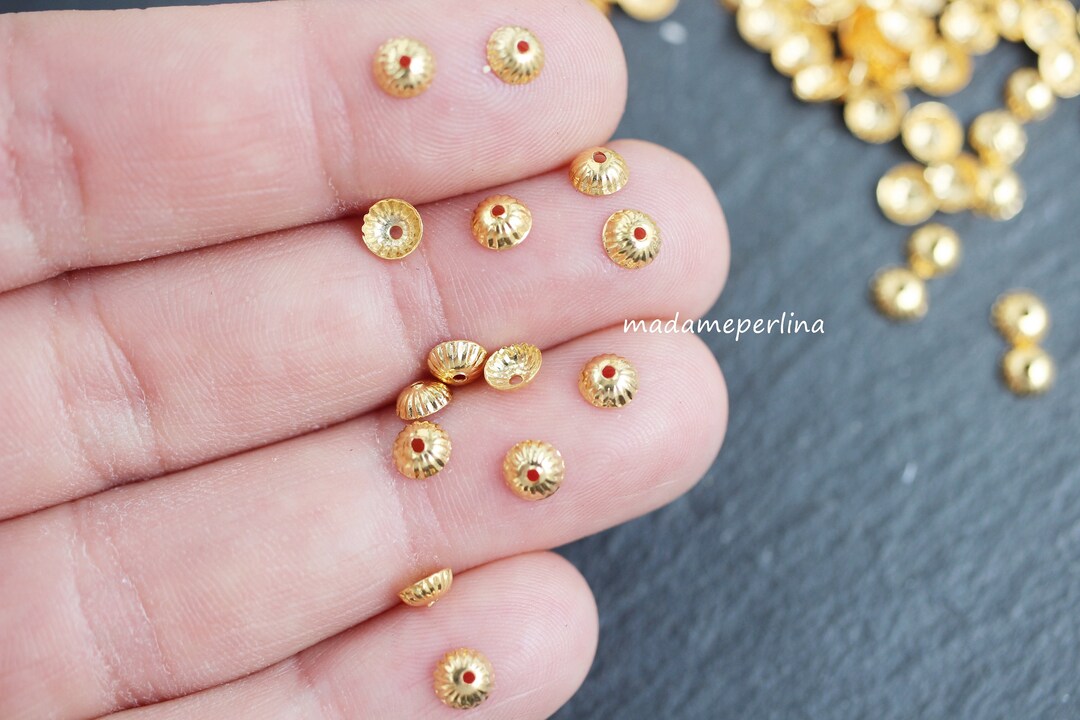 20 Bead Caps for 5x2mm Mini Small Dome End Caps 24k Gold - Etsy