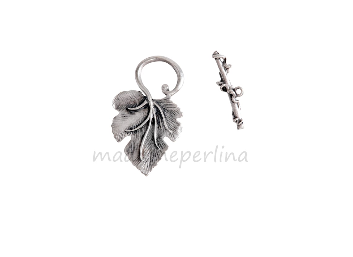 1 Clasp Set Toggle Matte Silver Plated Leaf Clasps Turkish Jewelry ...