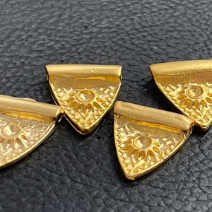 4 Triangle Sun Pendants 24K Matte Gold Plated Charms Spacers Turkish ...