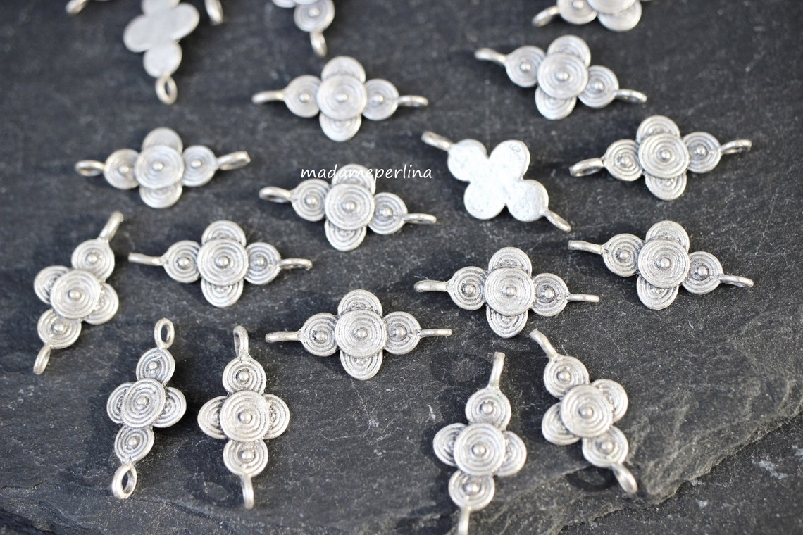 6 Helical Multi Coins Links Connectors Matte Silver plated | Etsy