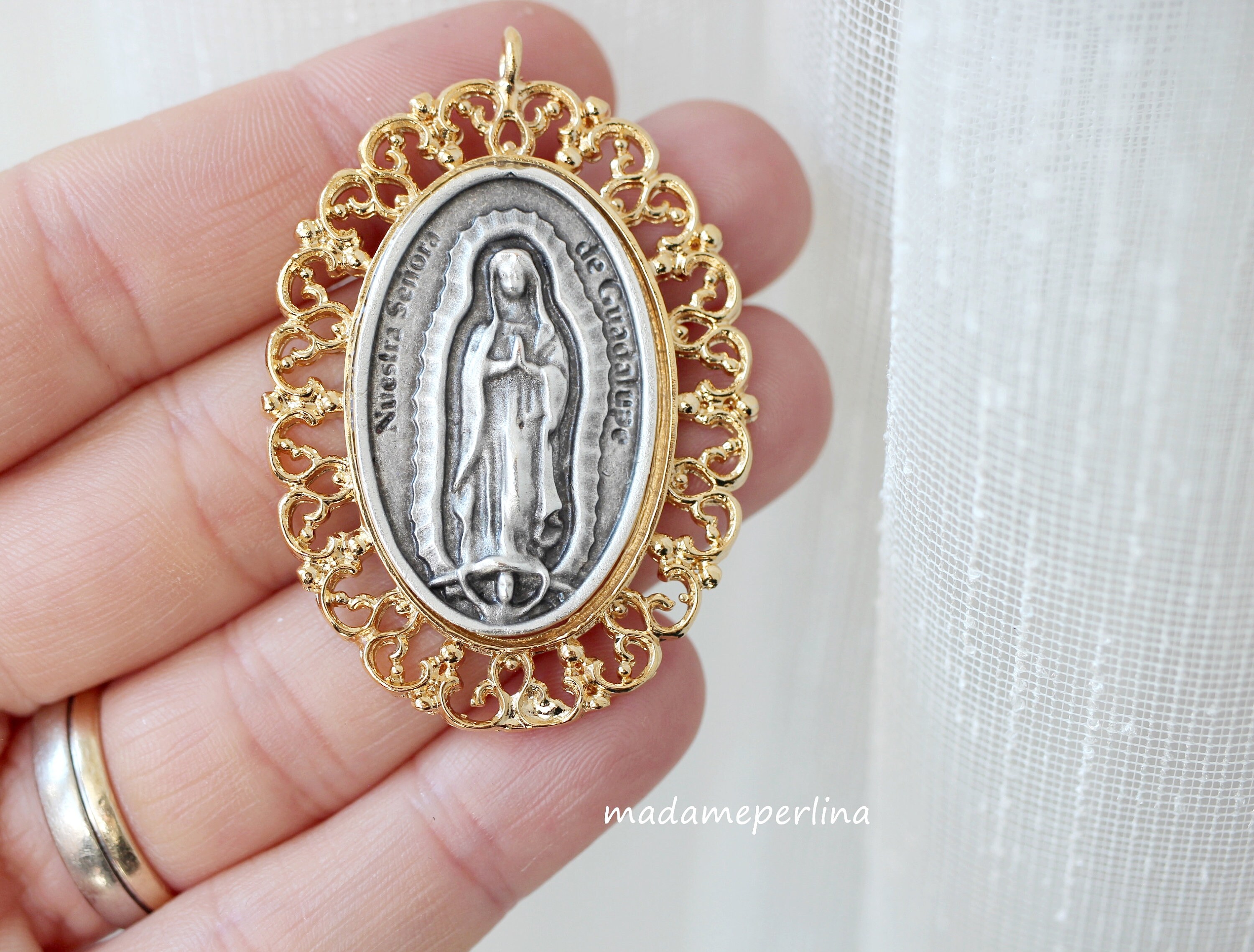 1 St. Maria Pendant Gold And Silver plated Lady of Guidance | Etsy