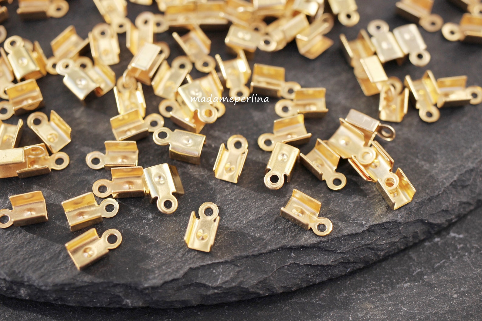 10 Flat Cord Crimp End Gold Plated 4mm Fold Over Endcap End - Etsy