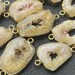 1 Agate Druzy Connector Gold Electroplated Edged Beige Drusy Yellow Slab Slice Turkish Jewelry ...
