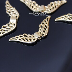 1 Angel Wings Pendant Cap Charm 24K Matte Gold Plated Detailed - Etsy