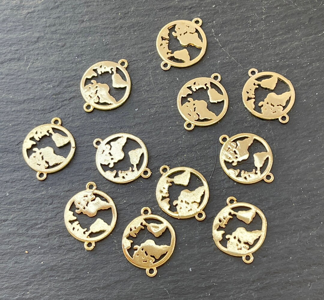 1 World Map Connector Gold Plated Links World Earth Globe Globetrotter ...