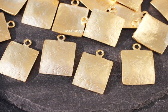 2 Pendants 24K Matte Gold plated Rectangle simple minimal | Etsy