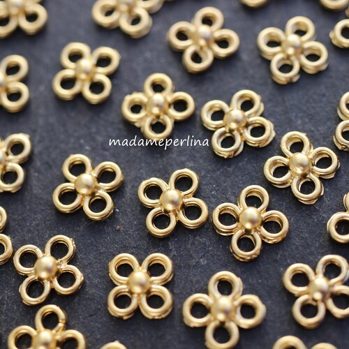 30 Floral Links 4 Loop Bails Hoop Connector Link 24K Matte - Etsy