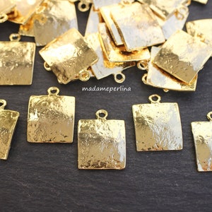 2 Pendants 24K Gold Plated Rectangle Simple Minimal Boho - Etsy