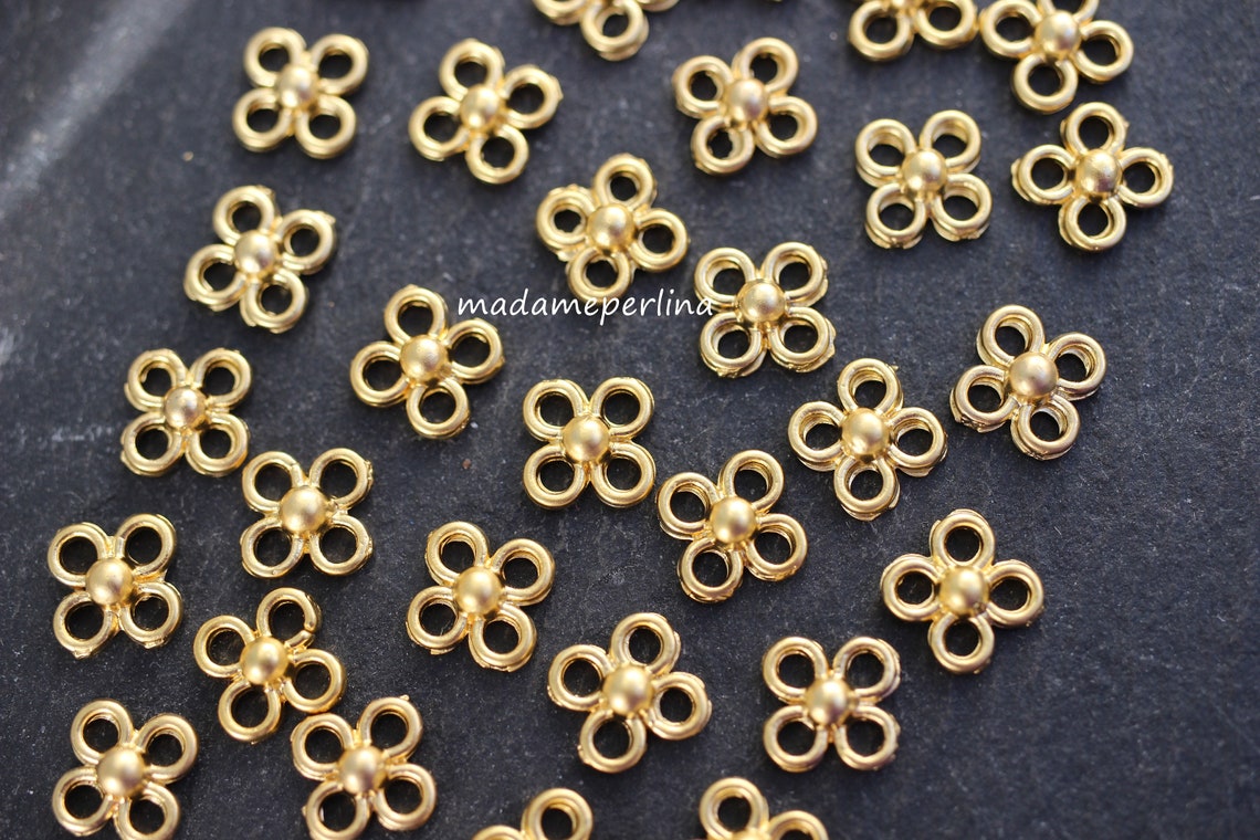 30 Floral Links 4 Loop Bails Hoop connector link 24K Matte | Etsy