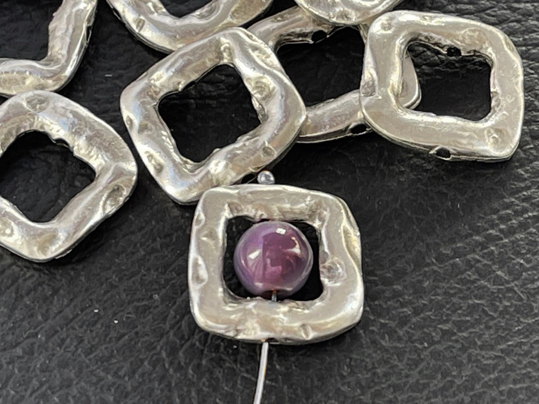 Silver Plated Bead Frame Connector, Interchangeable Bead Setting, 2pcs ...
