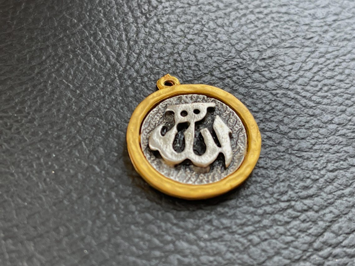 Antique Silver and Gold Plated Allah Pendant Islamic Charm, Mdla0101a ...