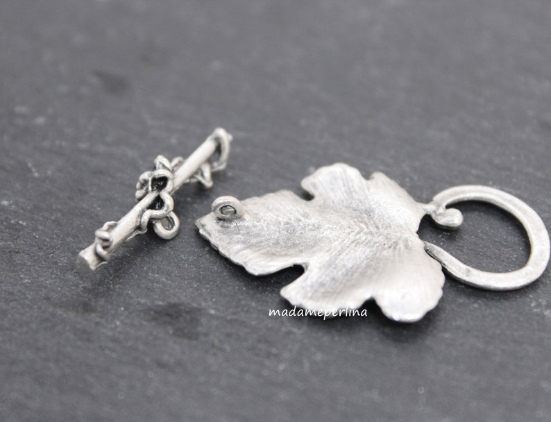 1 Clasp Set Toggle Matte Silver Plated Leaf Clasps Turkish Jewelry ...