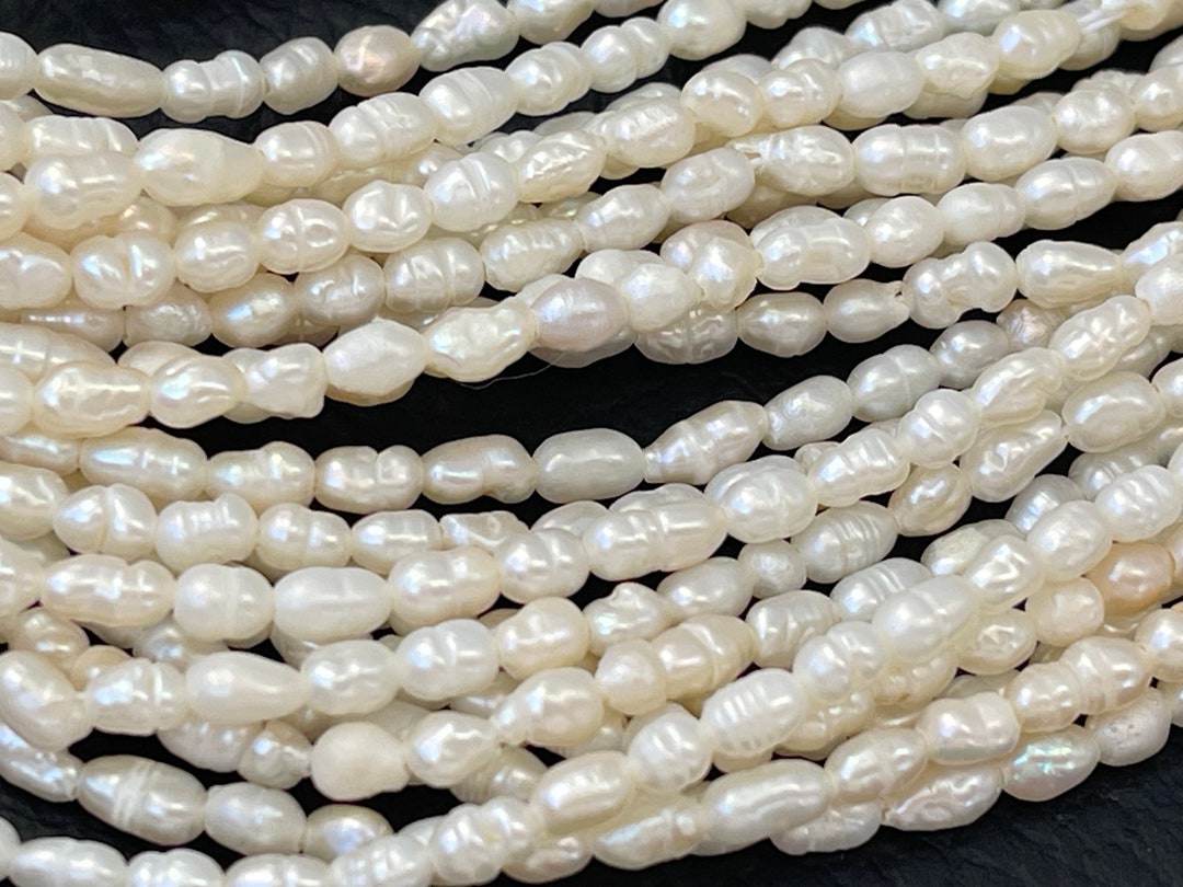 Rice Pearl Beads Full Strand Natural Ivory 4mm 5mm White Cultured ...