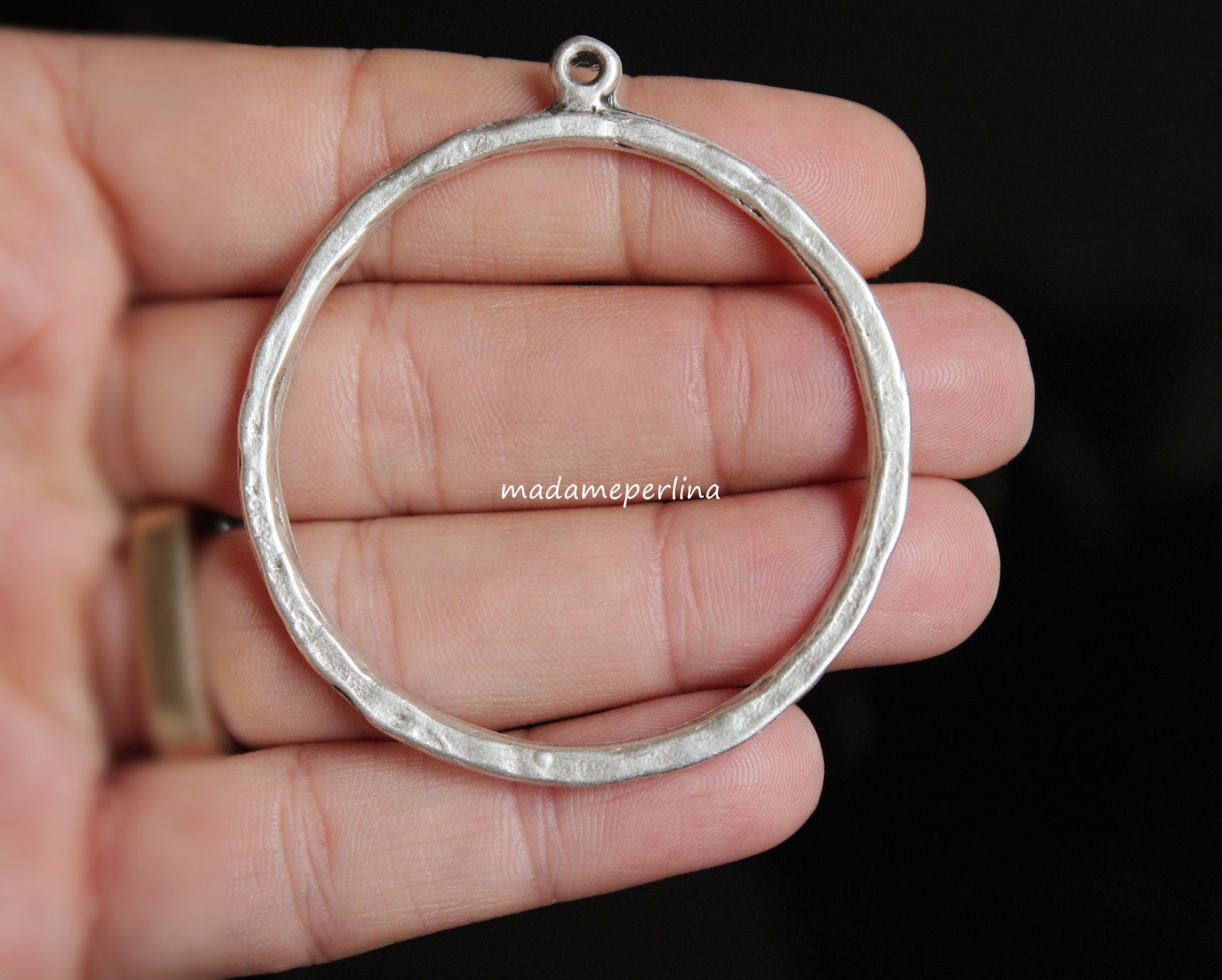 1 Hoop Circle Pendant Matte Silver plated Large pendant loop | Etsy