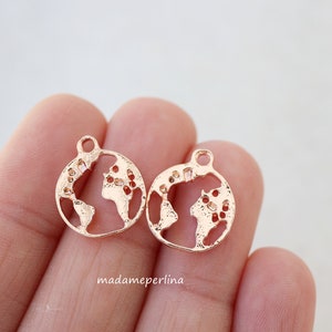 4 World Charms Rose Gold Plated World Map Earth Globe - Etsy