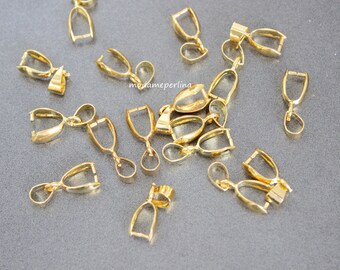 30 Pcs Gold Plated Brass Pendant Bails Claspc-type Pinch - Etsy