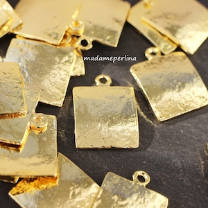 2 Pendants 24K Gold Plated Rectangle Simple Minimal Boho - Etsy