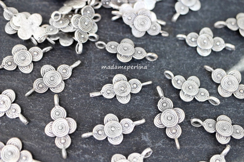 6 Helical Multi Coins Links Connectors Matte Silver plated | Etsy