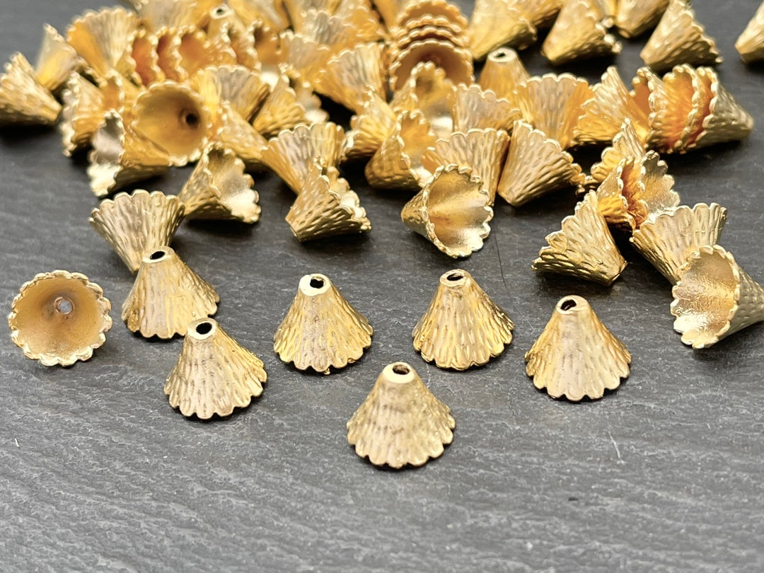 6 Cone Bead End Caps Matte Gold Plated Turkish Jewelry Supply Mdla0395a ...