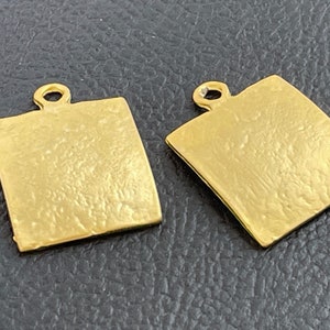2 Pendants 24K Matte Gold Plated Rectangle Simple Rectangular Turkish ...