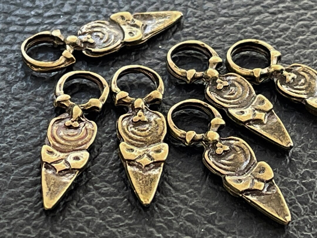6 Arrow Spear Head Spike Charms Charms Bronze Plated Triangle Pendulum ...