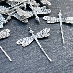 1 Dragonfly Pendant Matte Silver Plated Skimmer Turkish Jewelry Supply ...
