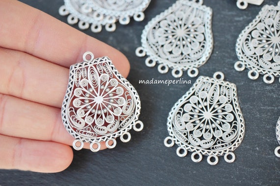 1 Chandelier Pendant connector Matte silver plated charms | Etsy