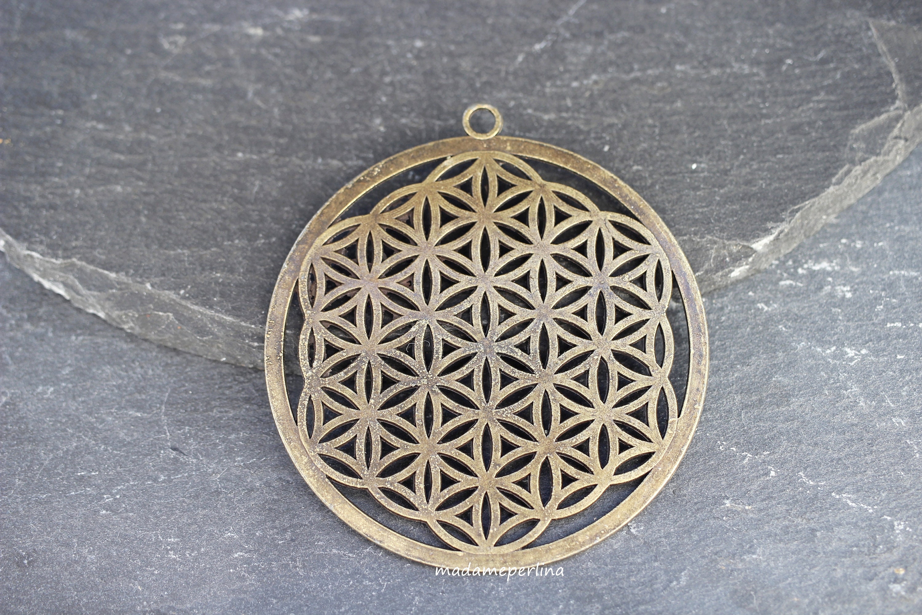 1 Sacred Geometry Pendant Bronze Plated Flower of Life Large - Etsy UK