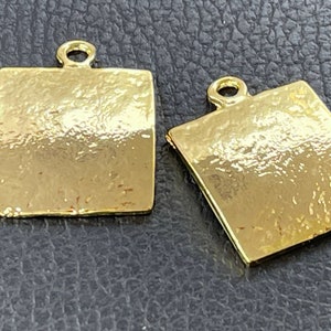 2 Pendants 24K Gold Plated Rectangle Simple Rectangular Turkish Jewelry ...
