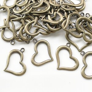 4 Heart Pendants Bronze Plated Corner Bail Loop Hoop Turkish - Etsy