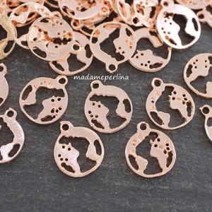 4 World Charms Rose Gold Plated World Map Earth Globe - Etsy
