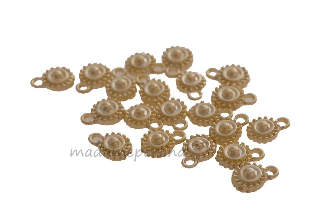 20 Mini Charms 24k Matte Gold Plated Floral Turkish Jewelry Supply ...