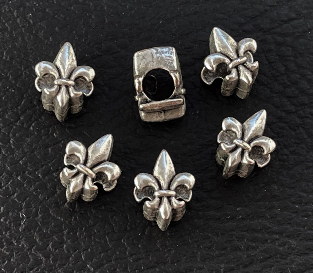 6 Fleur De Lise Spacer Beads Matte Silver Plated 10mm Turkish Jewelry ...