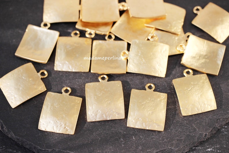 2 Pendants 24K Matte Gold plated Rectangle simple minimal | Etsy