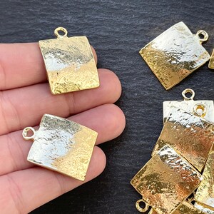 2 Pendants 24K Gold Plated Rectangle Simple Minimal Boho - Etsy