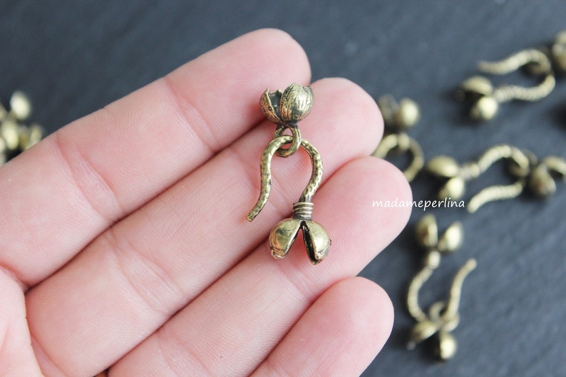 2 Set Clasps Knot Cover Bronze Plated Crimp Shell End Hook Eye - Etsy