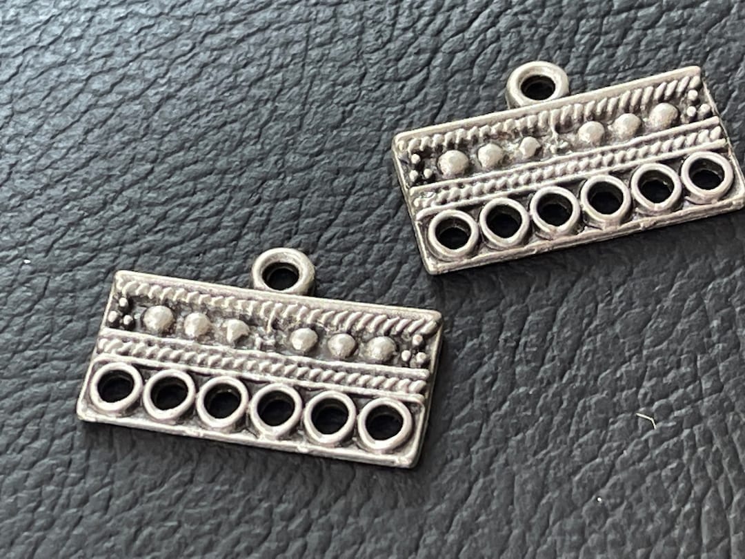 2 End Bars Matte Silver Plated Separators for Six Strand 6 Bails Hoop ...