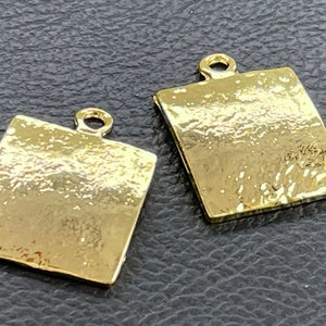 2 Pendants 24K Gold Plated Rectangle Simple Rectangular Turkish Jewelry ...