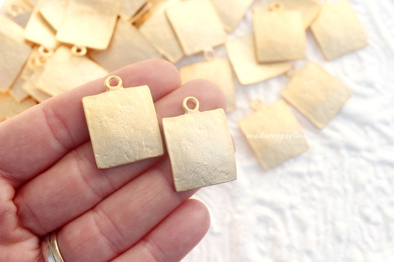 2 Pendants 24K Matte Gold plated Rectangle simple minimal | Etsy